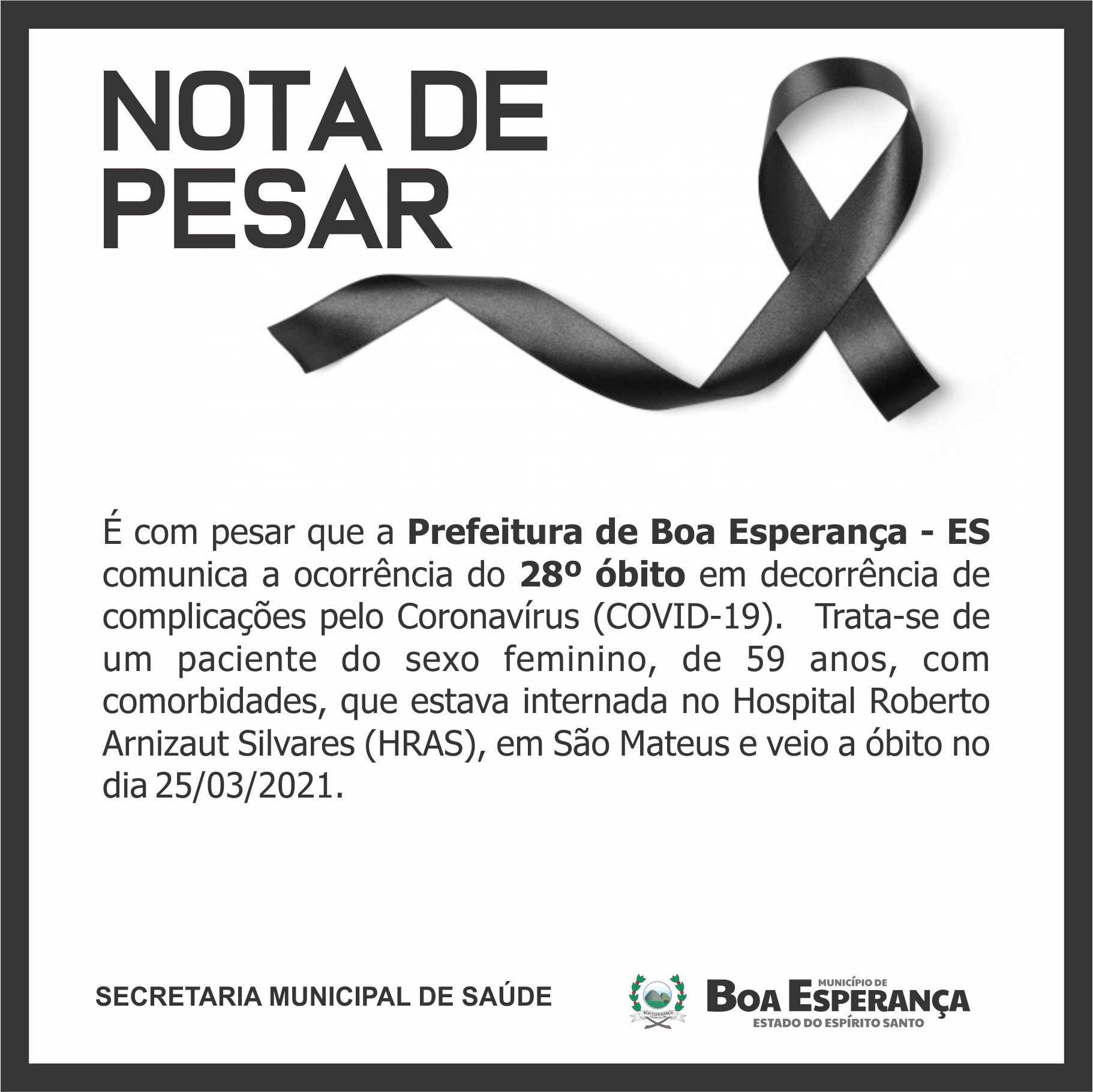 Nota de Pesar - 25/03/2021